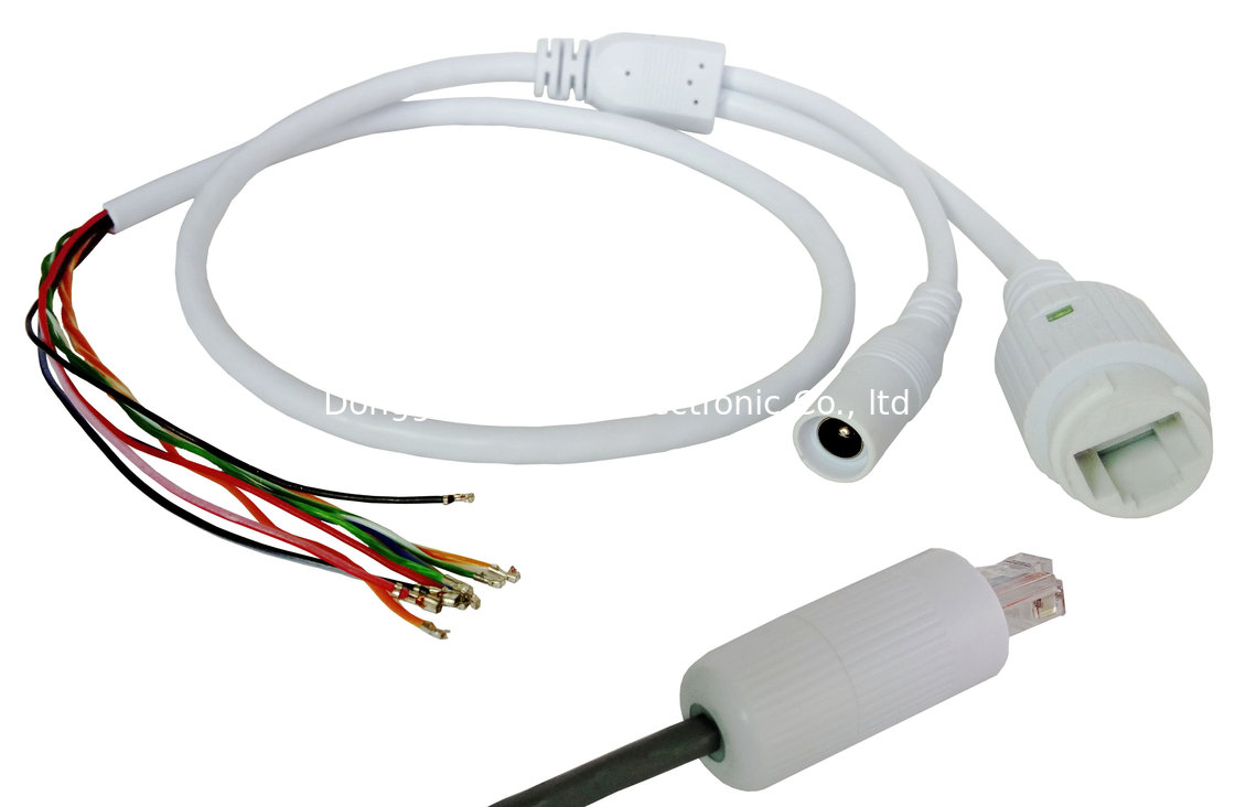 IP67 waterproof RJ45 + DC Jack POE split cable for security IP camera