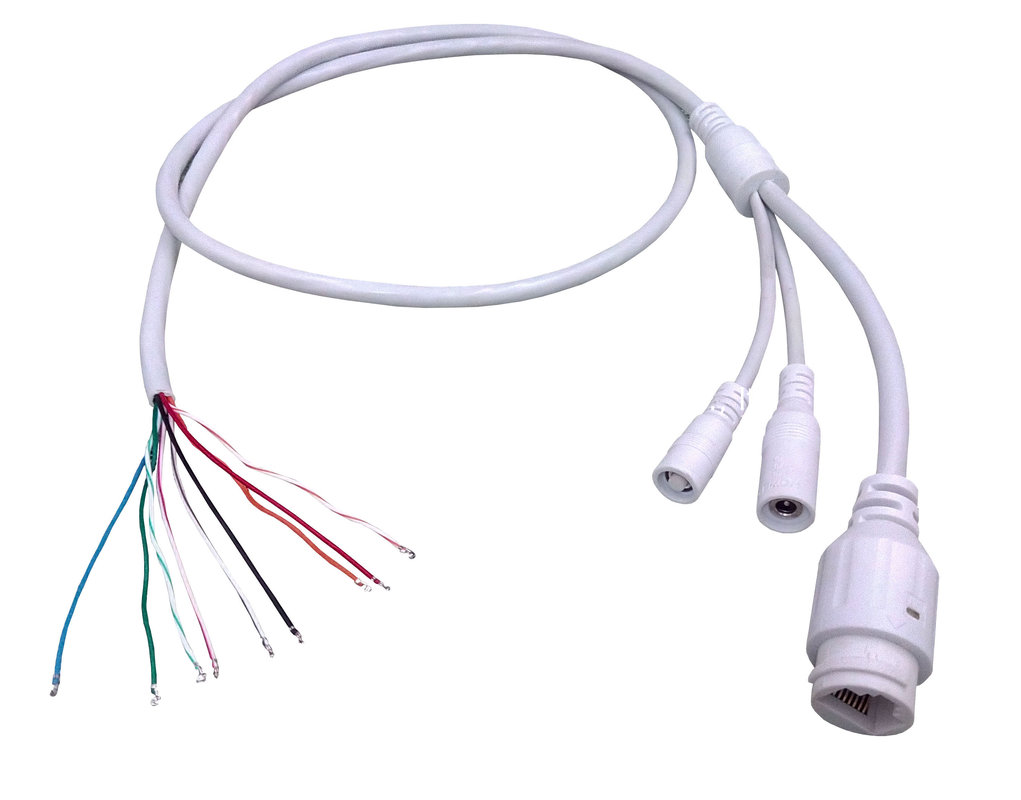 IP67 waterproof RJ45 + DC Jack + Reset POE split cable for  IP network camera