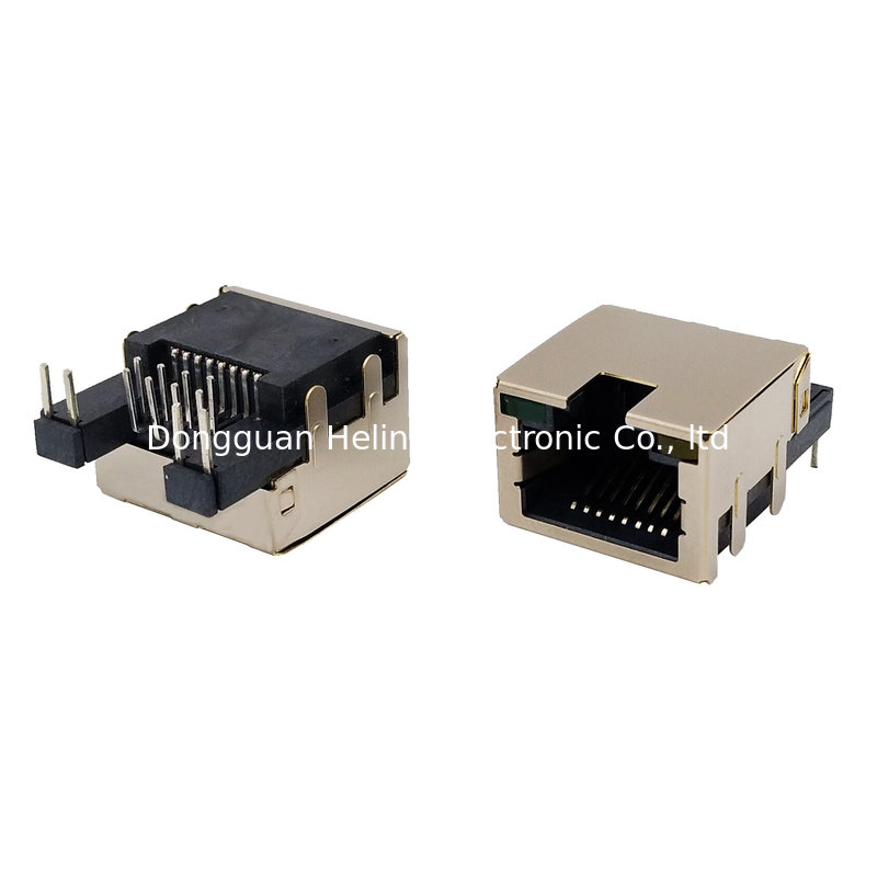 8P8C Low profile RJ45 connector shielded with LED, Left-green, Right-yellow,  H=8.85mm, tray packing