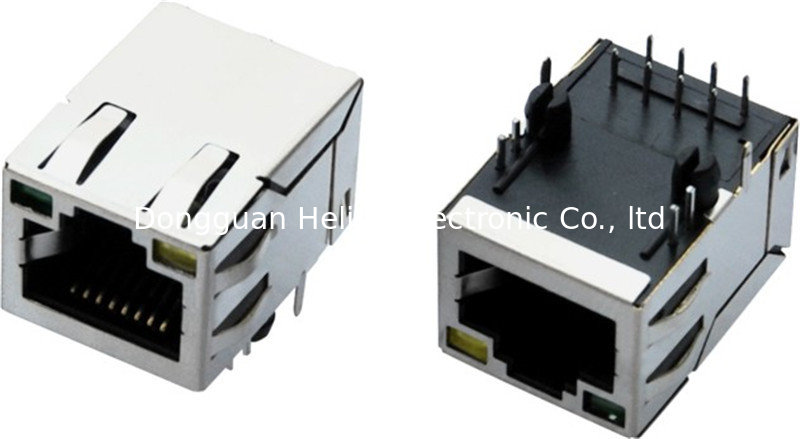 Single Port RJ45 Surface Mount Modular Connector Jacks with LEDs MJ2B-B211-RSL14T001-5