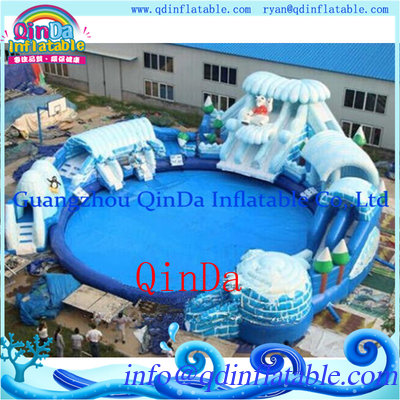 Portable Inflatable Water Park With Big Pool And Slide For Sale