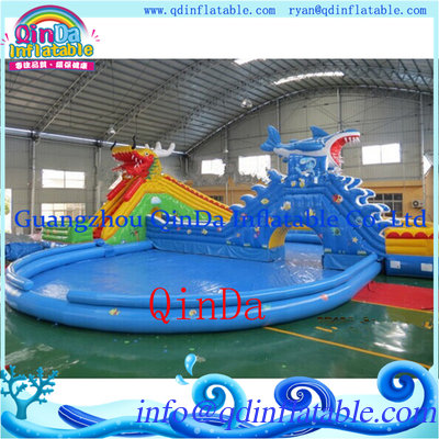 Inflatable pool water park /portable pool water park inflatables pool with slide