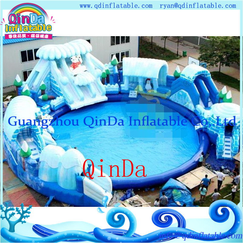 Portable Inflatable Water Park With Big Pool And Slide For Sale