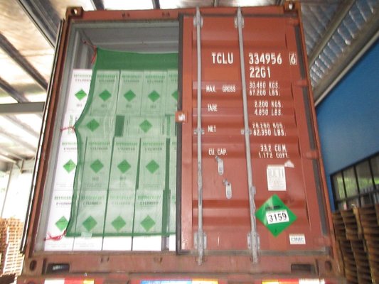 99.99% Ton Tank Package Refrigerant Gas R134A Odorless HFC134A