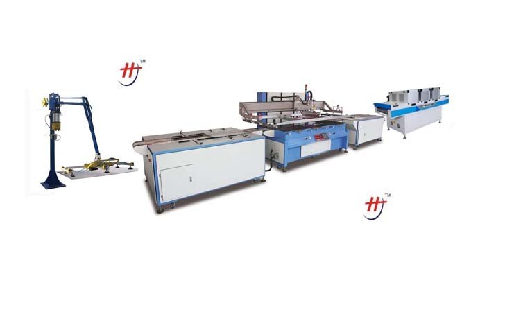Full automatic single color screen printer for glass pp pvc paper plastic wooden board with UV curing