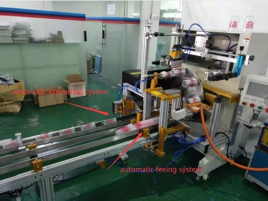 Automatic loading plastic cup screen printing machine with auto unloading