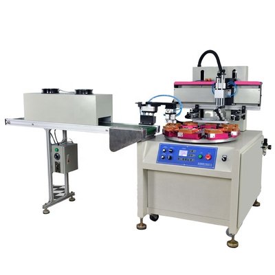 Rotary 4 station 1 color silk screen printing machine with mechanical arm