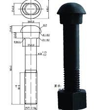 Railway Square Bolt for Track Fastening Railway Track T-Bolt Screw Spike Parts Railway Track Fastener Components