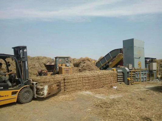 5~6t/h Semi-automatic Horizontal Straw Baler with Conveyor and water cooling system from HFBALER supplier