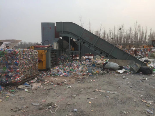 YDWM190 Horizontal Closed Type Waste Plastic Baling Machine with Conveyor from HFbaler supplier
