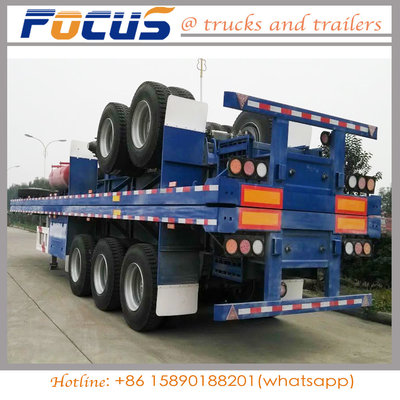 Heavy 3 Axles 40T capacity  Flatbed Platform container Truck Semi Trailer with jost landing gear
