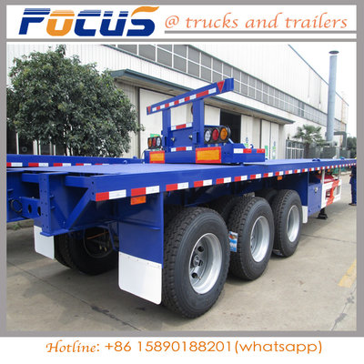 Heavy 3 Axles 40T capacity  Flatbed Platform container Truck Semi Trailer with jost landing gear