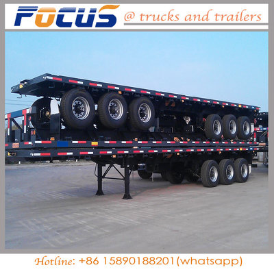 Heavy 3 Axles 40T capacity  Flatbed Platform container Truck Semi Trailer with jost landing gear