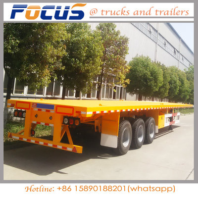 Heavy 3 Axles 40T capacity  Flatbed Platform container Truck Semi Trailer with jost landing gear