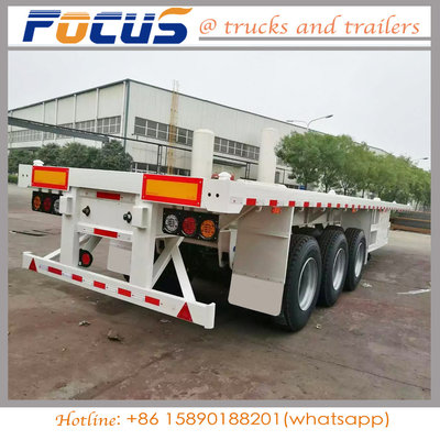 Heavy 3 Axles 40T capacity  Flatbed Platform container Truck Semi Trailer with jost landing gear
