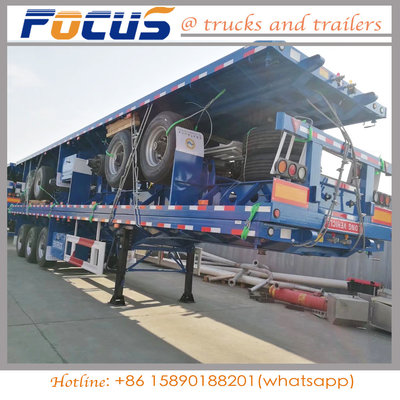 Heavy 3 Axles 40T capacity  Flatbed Platform container Truck Semi Trailer with jost landing gear