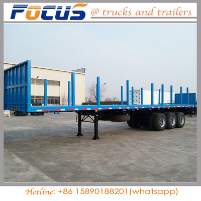 Heavy 3 Axles 40T capacity  Flatbed Platform container Truck Semi Trailer with jost landing gear