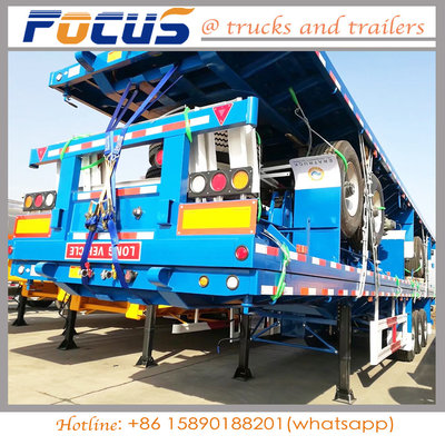 Heavy 3 Axles 40T capacity  Flatbed Platform container Truck Semi Trailer with jost landing gear