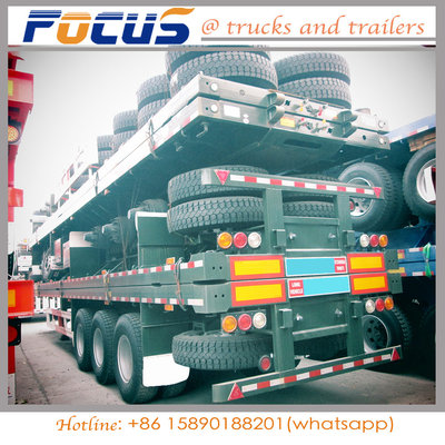 3 Axle 50ton Capacity/Container Transport/Cargo Transport Flatbed Semi Trailer with Twist Lock/China Famous Brand