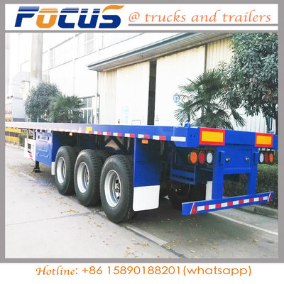 Manufacturer 2 axles carbon steel Container Cargo Transport Truck Semi 40FT Flatbed Trailer