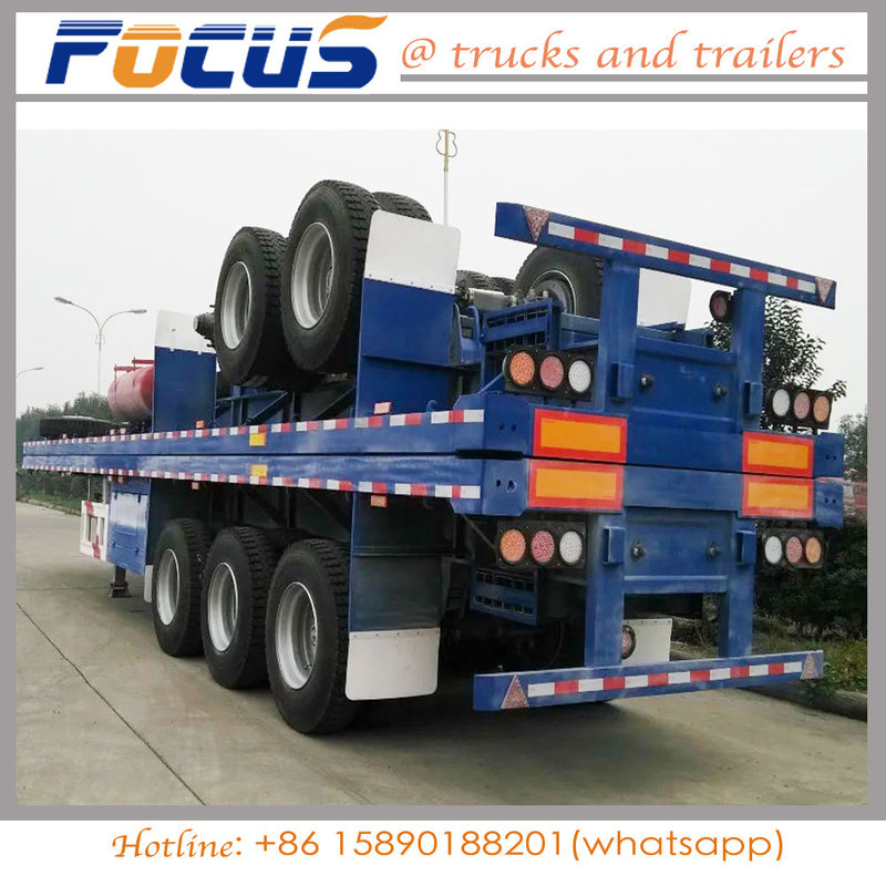 Heavy 3 Axles 40T capacity  Flatbed Platform container Truck Semi Trailer with jost landing gear
