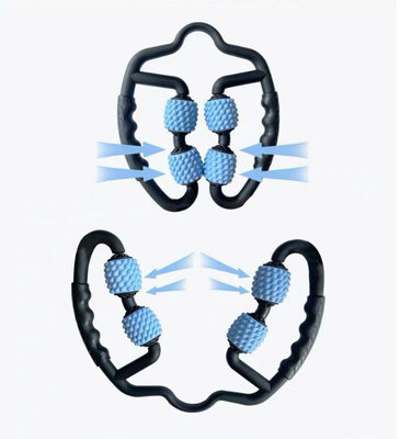 Blue Pink EVA Foam Muscle Relaxer Massage Roller Lean Leg Muscle Massage Stick Yoga Stick Hand Held Four Ball Massager