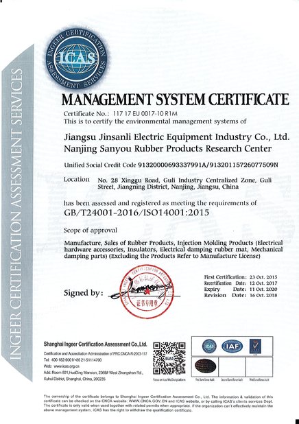 China Jiangsu Jinsanli Power Equipment Industrial Co., Ltd. certification