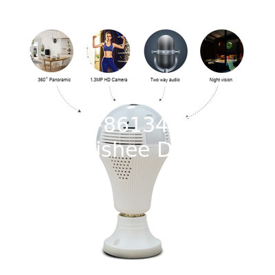 High Quality HD 1.3mp 3mp 5mp fisheye ip camera Night Vision Motion Detection 2 ways speaking wifi led light Bulb camera