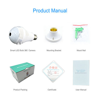 High Quality HD 1.3mp 3mp 5mp fisheye ip camera Night Vision Motion Detection 2 ways speaking wifi led light Bulb camera