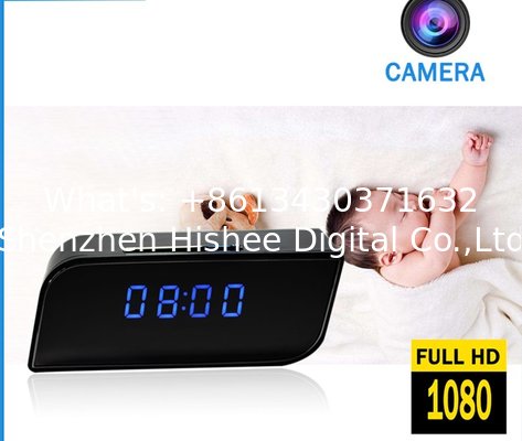 Home security wireless spy cameras clock video baby monitor, 1080P 2 way speaking motion sensor mini hidden spy camera