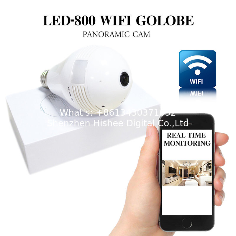 Fisheye 2.0 Megapixel bulb hidden camera WiFi 360 Degree surveillance security light bulb camera with Max 64GB SD Card