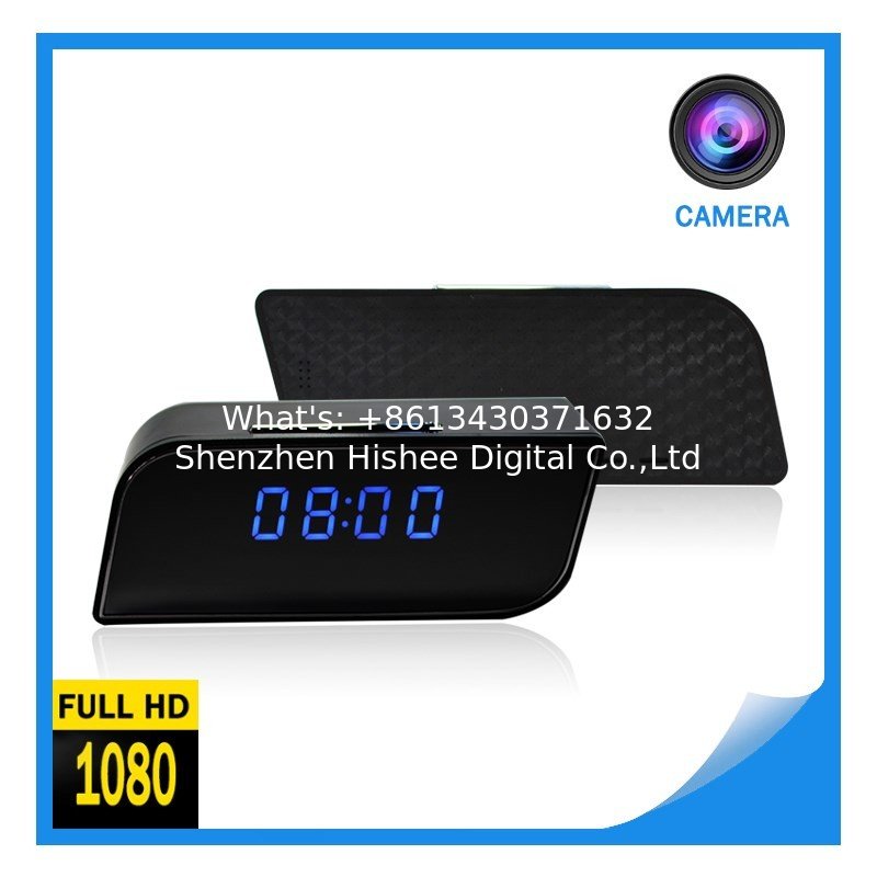 Cellphone APP Remote Control Full hd Video Recording and Pics Taking Mini Hidden Spy camera Digital Alarm Wifi Clock