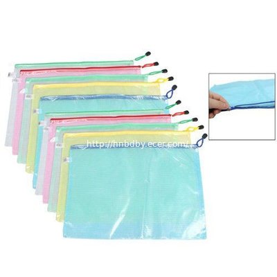 waterproof &high quality 0.3mm-0.5mm PVC mesh transparent tarpaulin for file, bag, document,etc