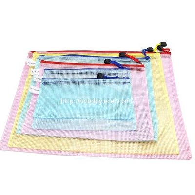 waterproof &high quality 0.3mm-0.5mm PVC mesh transparent tarpaulin for file, bag, document,etc