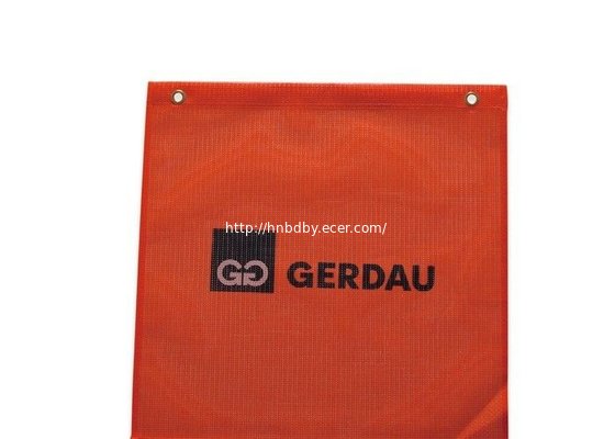 Orange Vinyl coated Polyester Mesh Safty Flag to withstand strong winds and weather