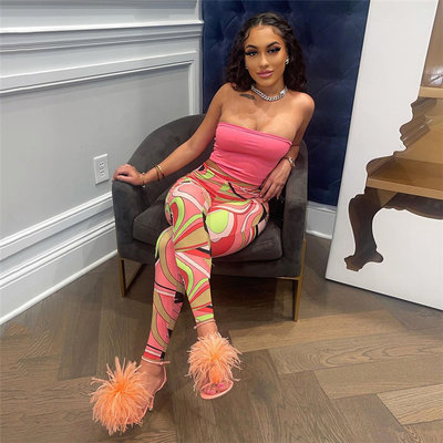 2022 new arrivals woman strapless cropped top and fashion long leggings  fashion two-piece Fitness & Yoga Wear tracksuits
