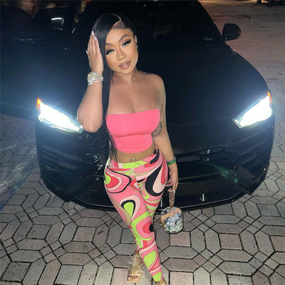 2022 new arrivals woman strapless cropped top and fashion long leggings  fashion two-piece Fitness & Yoga Wear tracksuits