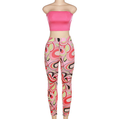 2022 new arrivals woman strapless cropped top and fashion long leggings  fashion two-piece Fitness & Yoga Wear tracksuits