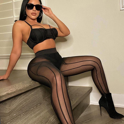 Women Nightclub style Hollow out shoulder strap Bra and Seamless Mesh yarn Leggings 2 Piece customized sexy yoga wear tracksuits
