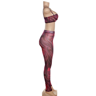 2022 Summer new Fitness Workout Apparel Custom Spaghetti straps Printing Yoga 2 Pieces Training Wear Yoga leggings