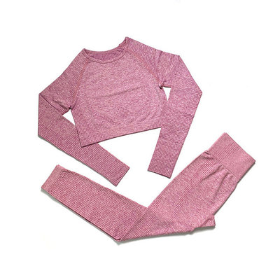 Wholesale solid color gym wear 2 Piece running high waist Sports Suit Fitness women's pants trousers in stock