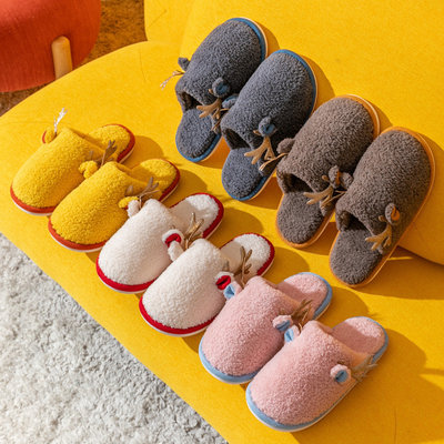 couple Christmas deer cute Home Slippers Warm house Shoes Women Indoor Slippers Slip-On Bedroom House ladies shoes