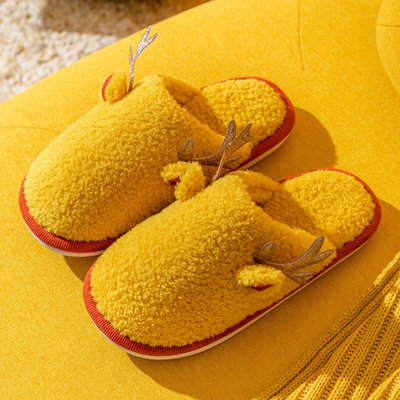 couple Christmas deer cute Home Slippers Warm house Shoes Women Indoor Slippers Slip-On Bedroom House ladies shoes