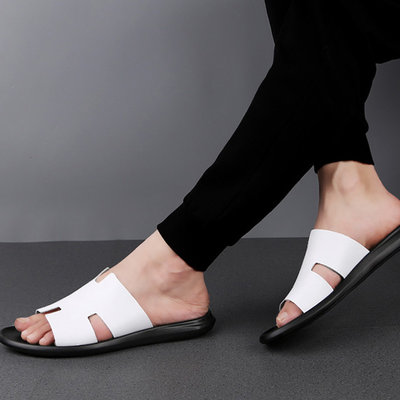 Flat  Solid Color Men Slippers Upper Breathable Home Slippers