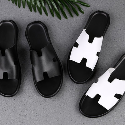 Flat  Solid Color Men Slippers Upper Breathable Home Slippers