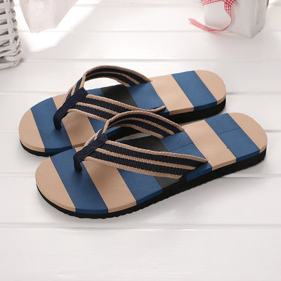 Summer Men Cozy Slippers Indoor And Outdoor Non Slip Striped Color