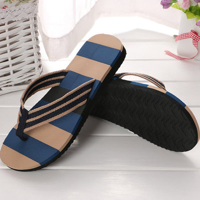 Summer Men Cozy Slippers Indoor And Outdoor Non Slip Striped Color