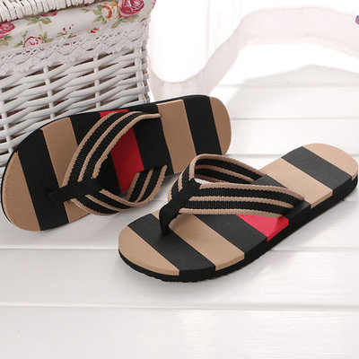 Summer Men Cozy Slippers Indoor And Outdoor Non Slip Striped Color