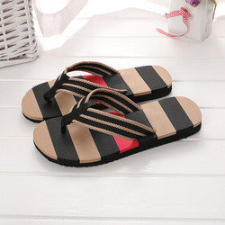 Summer Men Cozy Slippers Indoor And Outdoor Non Slip Striped Color
