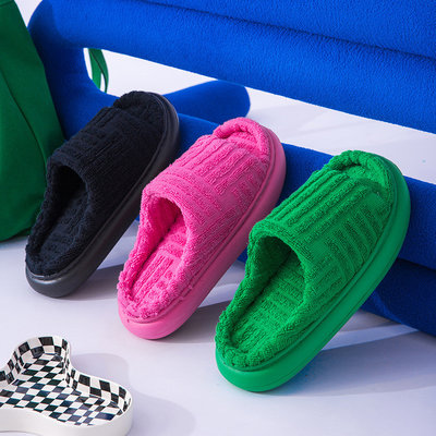 New design Soft and Comfortable plush Open Toe Home indoor Shoes For Ladies Winter Slides Slippers Women wholesale